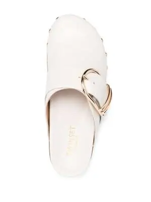 TWINSET Buckle-fastened Leather Mules - White