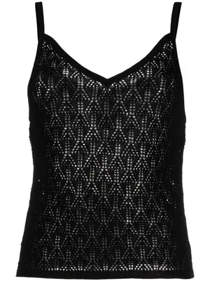 BARRIE Pointelle-knit Cashmere Top - Black