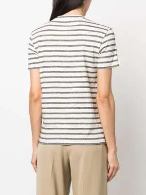 LANVIN Logo-print Striped T-shirt - Neutrals