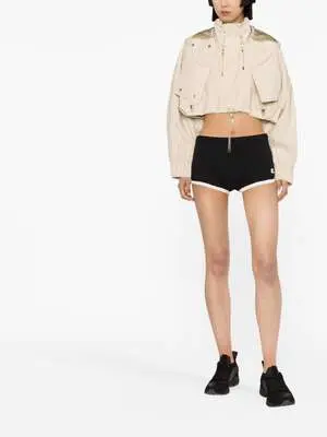 COURREGES Contrasting-trim Logo Shorts - Black