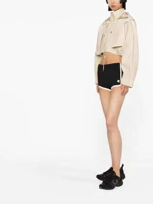 COURREGES Contrasting-trim Logo Shorts - Black