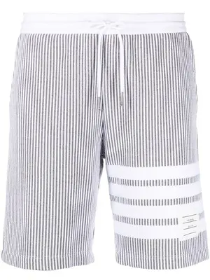 Thom Browne 4-bar Stripe Seersucker Shorts - Grey
