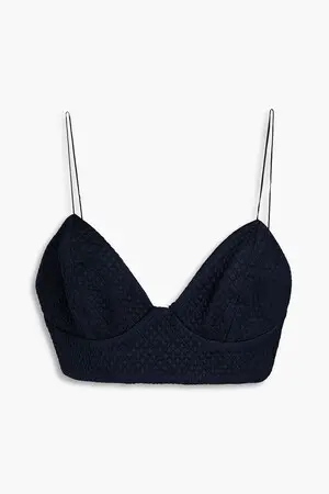 Adam Lippes Matelassé Woolblend Bra Top - Midnight Blue