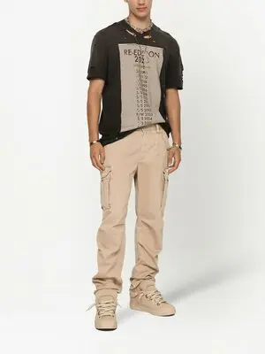 Dolce & Gabbana Logo-patch Cotton Cargo Pants - Neutrals