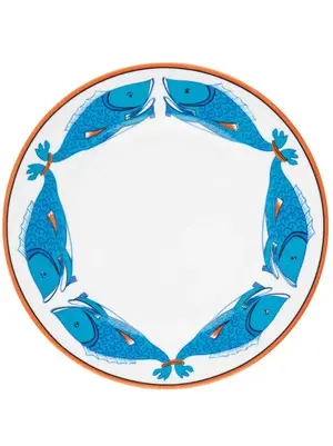 PINTO PARIS Lagon Fish-print Dinner Plate - Blue
