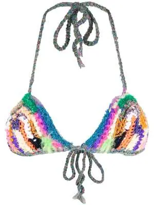 FORTE_FORTE Rainbow Knit Bikini Top - Blue