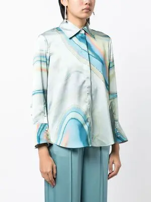 Simkhai Elika Marble-print Shirt