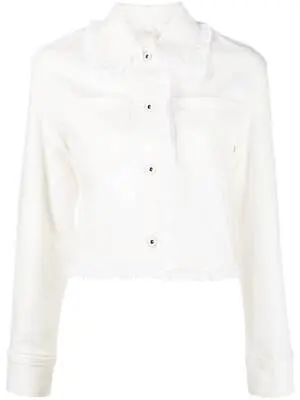 Kenzo Broderie-anglaise Cropped Denim Jacket - Neutrals