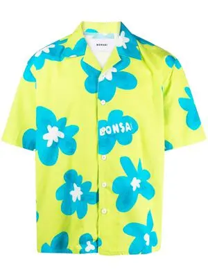 BONSAI Floral-print Cotton Shirt - Green