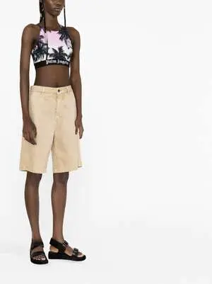 Palm Angels Palm Tree-print Crop Top