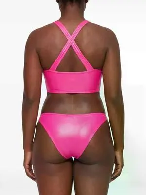 Attico Logo-embroidered Crossover-strap Bikini