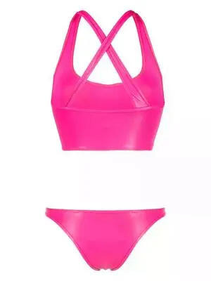 Attico Logo-embroidered Crossover-strap Bikini