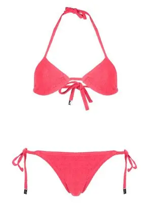 Attico Terry-cloth Triangle Bikini Set - Red