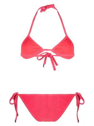 Attico Terry-cloth Triangle Bikini Set - Red