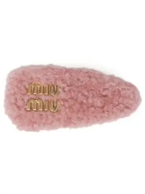Miu Miu Shearling Hair Clip - Pink | Editorialist display picture 2