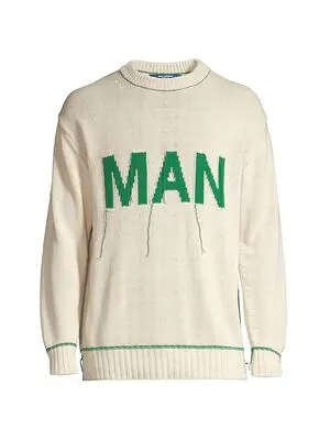 Junya Watanabe Men's Jacquard Silk Sweater - Natural Green  - Natural Green