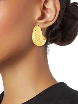 KENNETH JAY LANE Scaly Textured 22k -plated Hoop Earrings