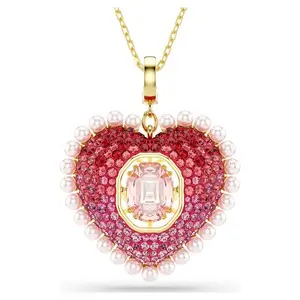 SWAROVSKI Idyllia Pendant Necklace With Crystal Pearls And Flower Motif - Pink
