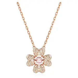 SWAROVSKI 18k Gold Finish Heart Pendant Necklace With Charm - White