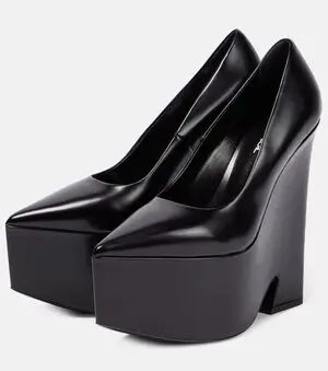 Versace Tempest Leather Platform Pumps - Black