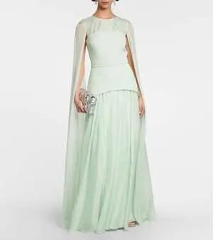 Safiyaa Gloria Silk And Crêpe Gown