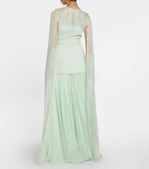 Safiyaa Gloria Silk And Crêpe Gown - Green