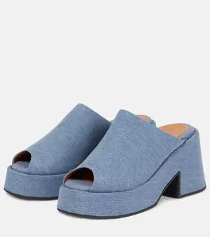 GANNI Platform Denim Mules