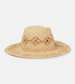 Ruslan Baginskiy Embroidered Straw Fedora - Beige