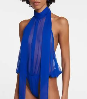 LAQUAN SMITH Tie-neck Bodysuit
