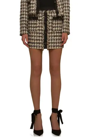 Endless Rose Fringe Tweed Mini Skirt