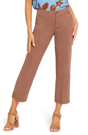 NYDJ Marilyn Ankle Straight Leg Twill Pants Mocha