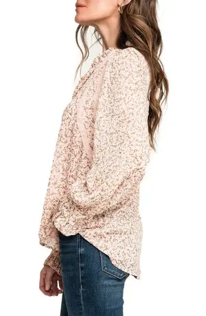 GIBSONLOOK Floral Long Sleeve Blouse - Pink Ditsy Floral