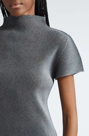 Issey Miyake Basics Pleated Funnel Neck Top