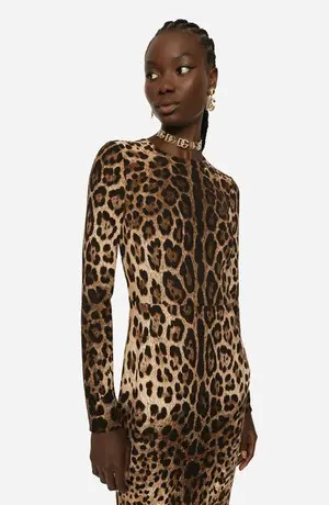 Dolce & Gabbana Leopard Print Sheath Dress - Light Brown