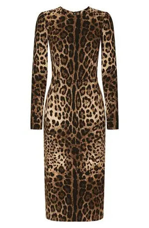 Dolce & Gabbana Leopard Print Sheath Dress - Light Brown