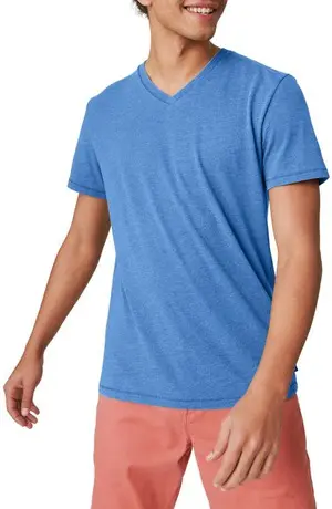 Lucky Brand Venice V-neck Burnout T-shirt - Monaco Blue