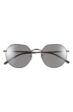 Ray-ban Jack 55mm Polarized Irregular Sunglasses - Black