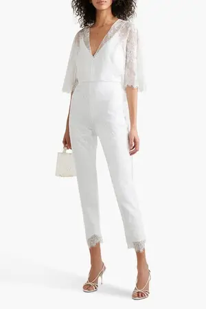 Cushnie Cropped Lace Jumpsuit