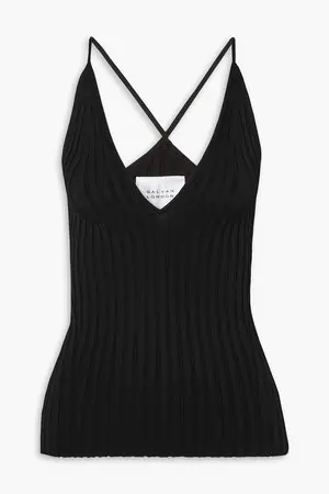Galvan Rhea Ribbed Knit Camisole - Black