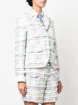 Thom Browne Madras Checked Tweed Blazer