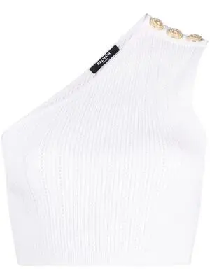BALMAIN Asymmetric Buttoned Knit Top