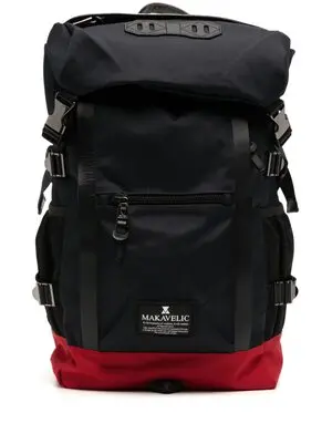 MAKAVELIC Contrasting-detail Logo-patch Backpack - Black