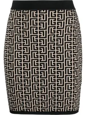 Balmain Monogram-jacquard Miniskirt - Black