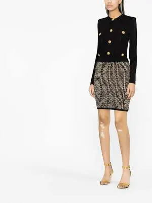 Balmain Monogram-jacquard Miniskirt - Black
