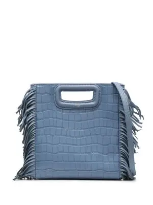 Maje M Crocodile-embossed Fringed Bag Blue