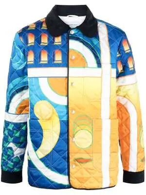 Casablanca Paysage-print Quilted Jacket - Blue
