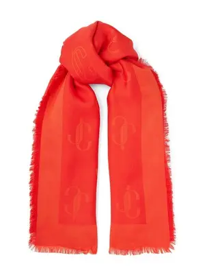 JIMMY CHOO Emani Monogram Scarf - Orange