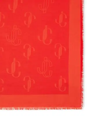 JIMMY CHOO Emani Monogram Scarf - Orange