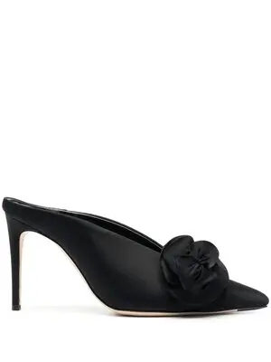 Victoria Beckham Floral-appliqué Satin Mules