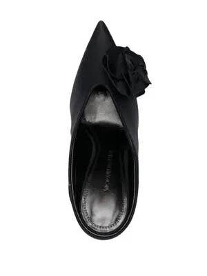 Victoria Beckham Floral-appliqué Satin Mules